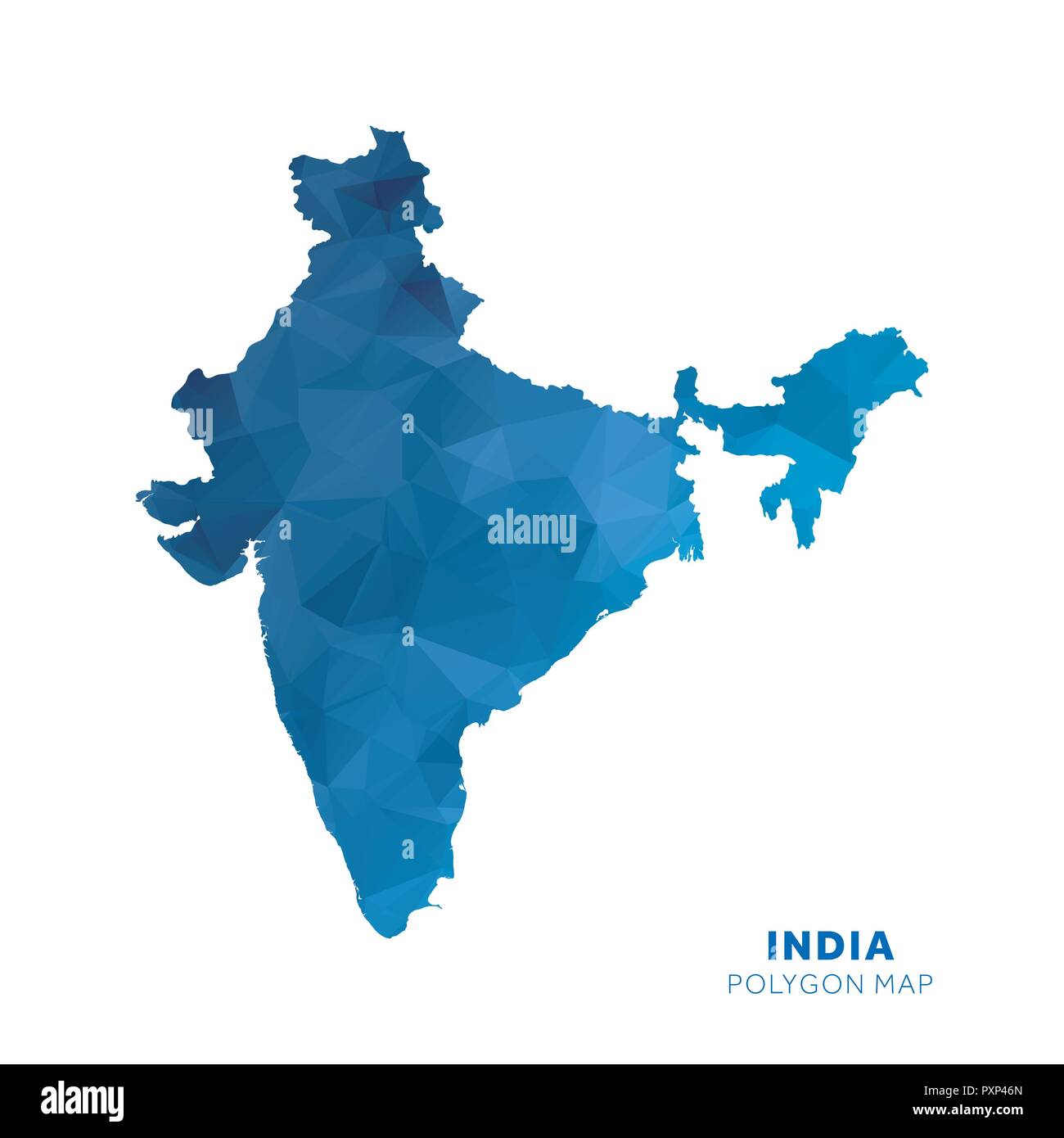 Map of India. Blue geometric polygon map Stock Vector Image & Art - Alamy
