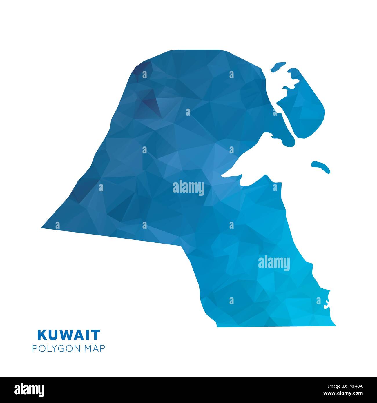 Map of Kuwait. Blue geometric polygon map Stock Vector Image & Art - Alamy