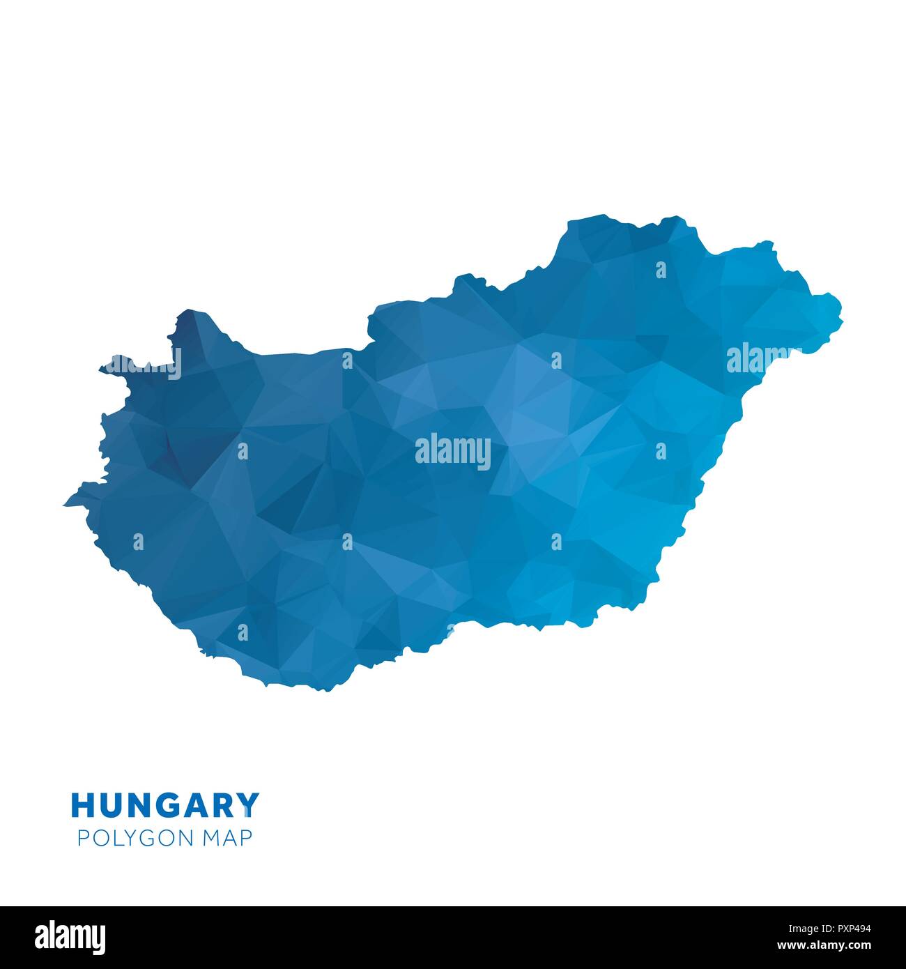 Map of Hungary. Blue geometric polygon map Stock Vector Image & Art - Alamy