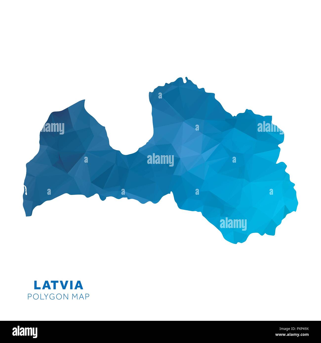 Map of Latvia. Blue geometric polygon map Stock Vector Image & Art - Alamy