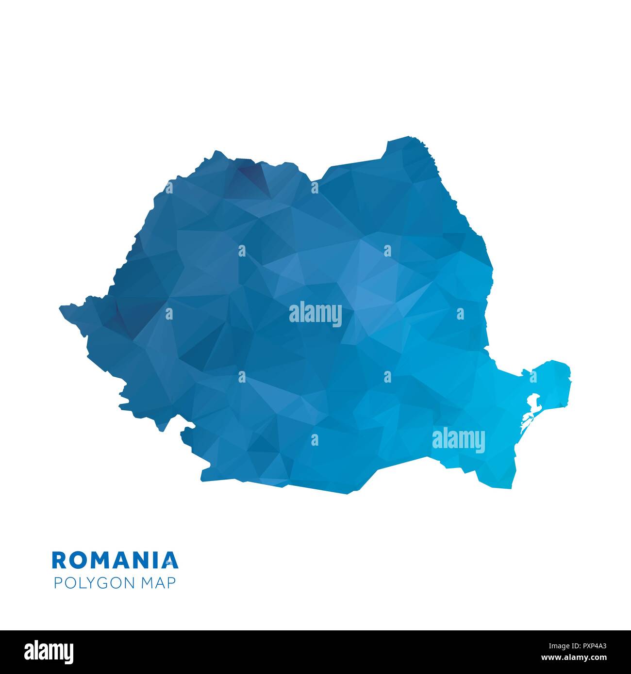 Map of Romania. Blue geometric polygon map Stock Vector Image & Art - Alamy