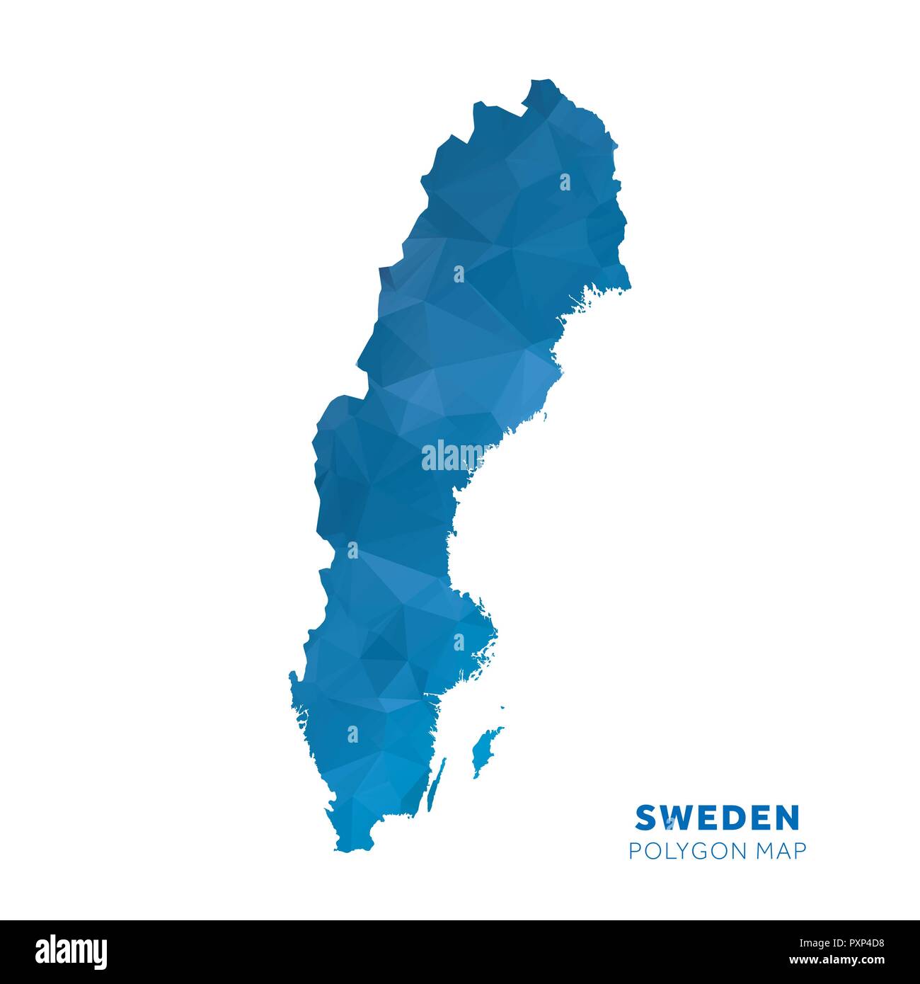 Map of Sweden. Blue geometric polygon map Stock Vector Image & Art - Alamy