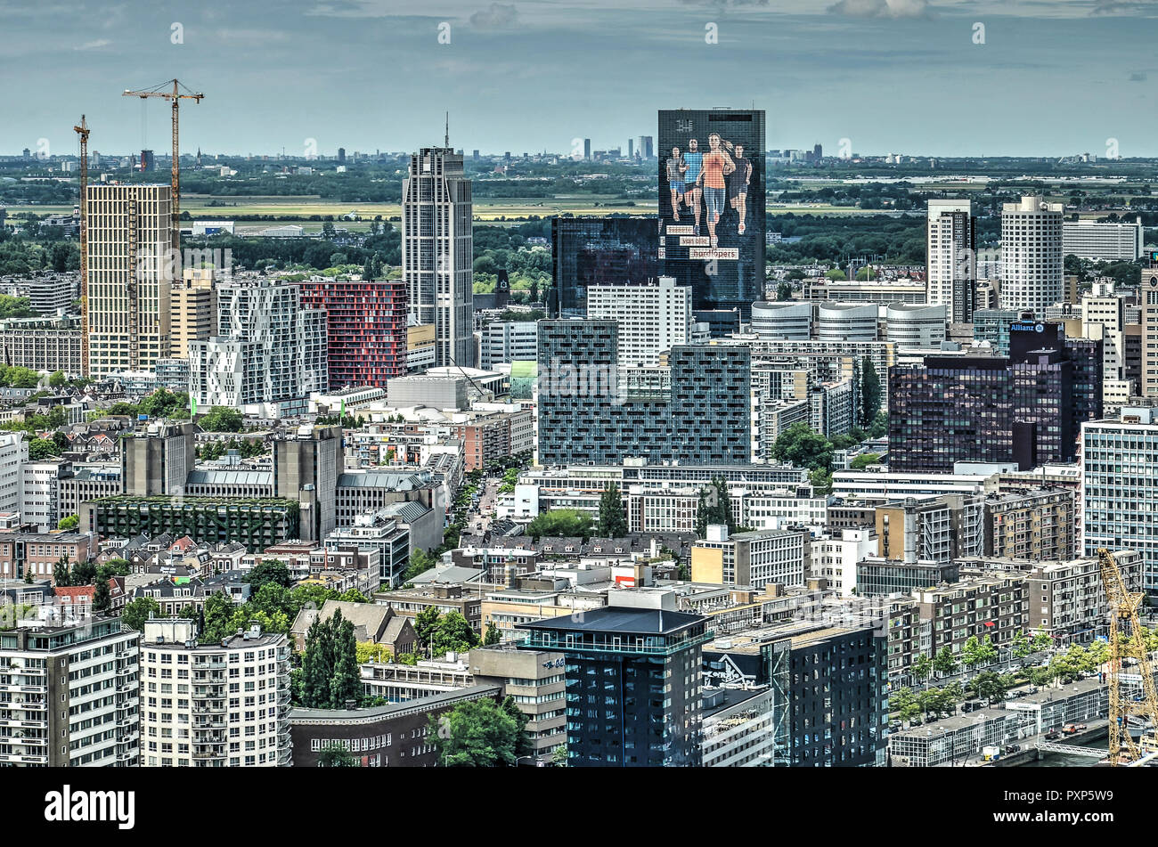 Rotterdam, The Netherlands, June 20, 2015: aerial view of the modern ...