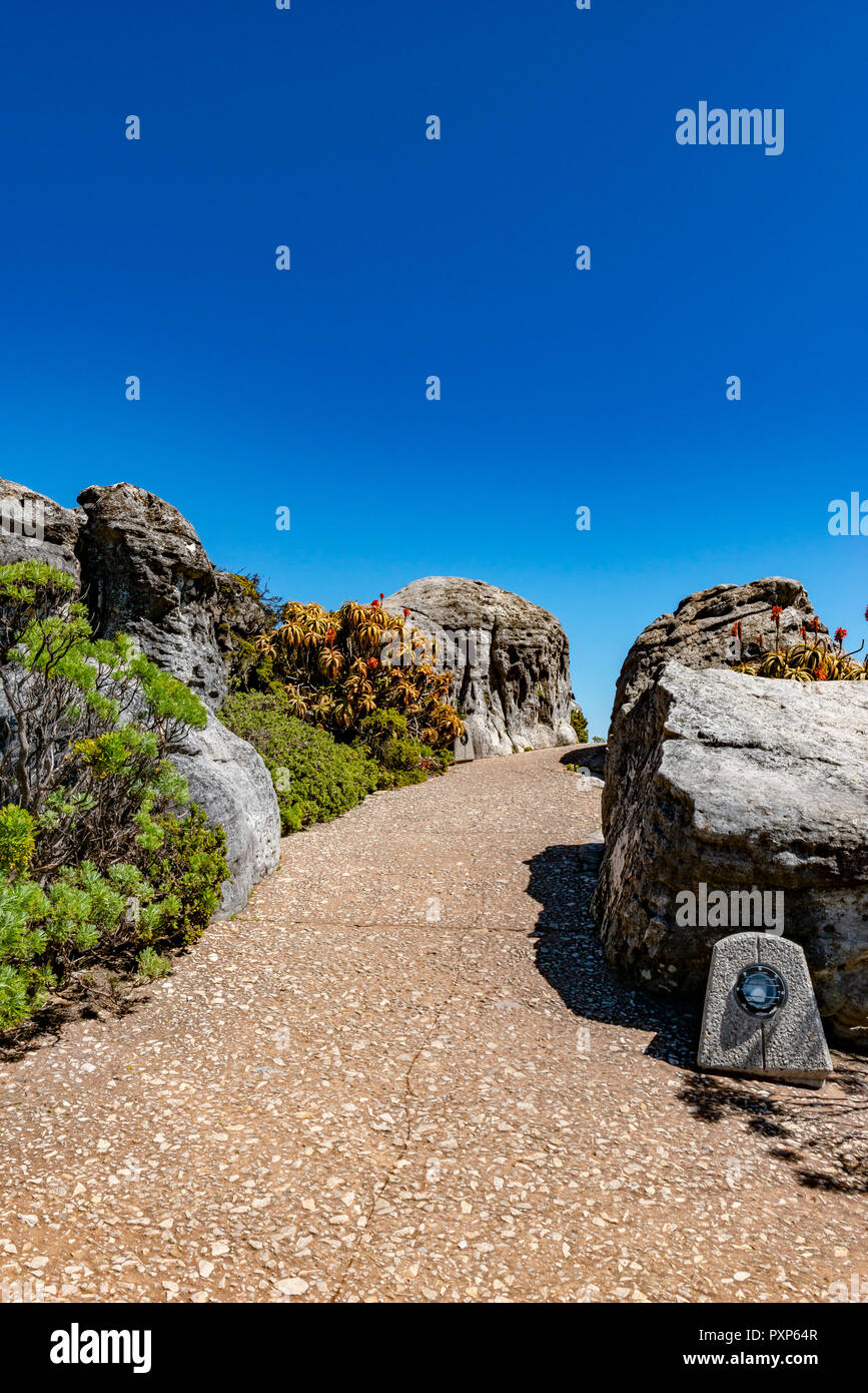 Footpath on top of Table Mountain, Cape Town, South Africa Stock Photo ...
