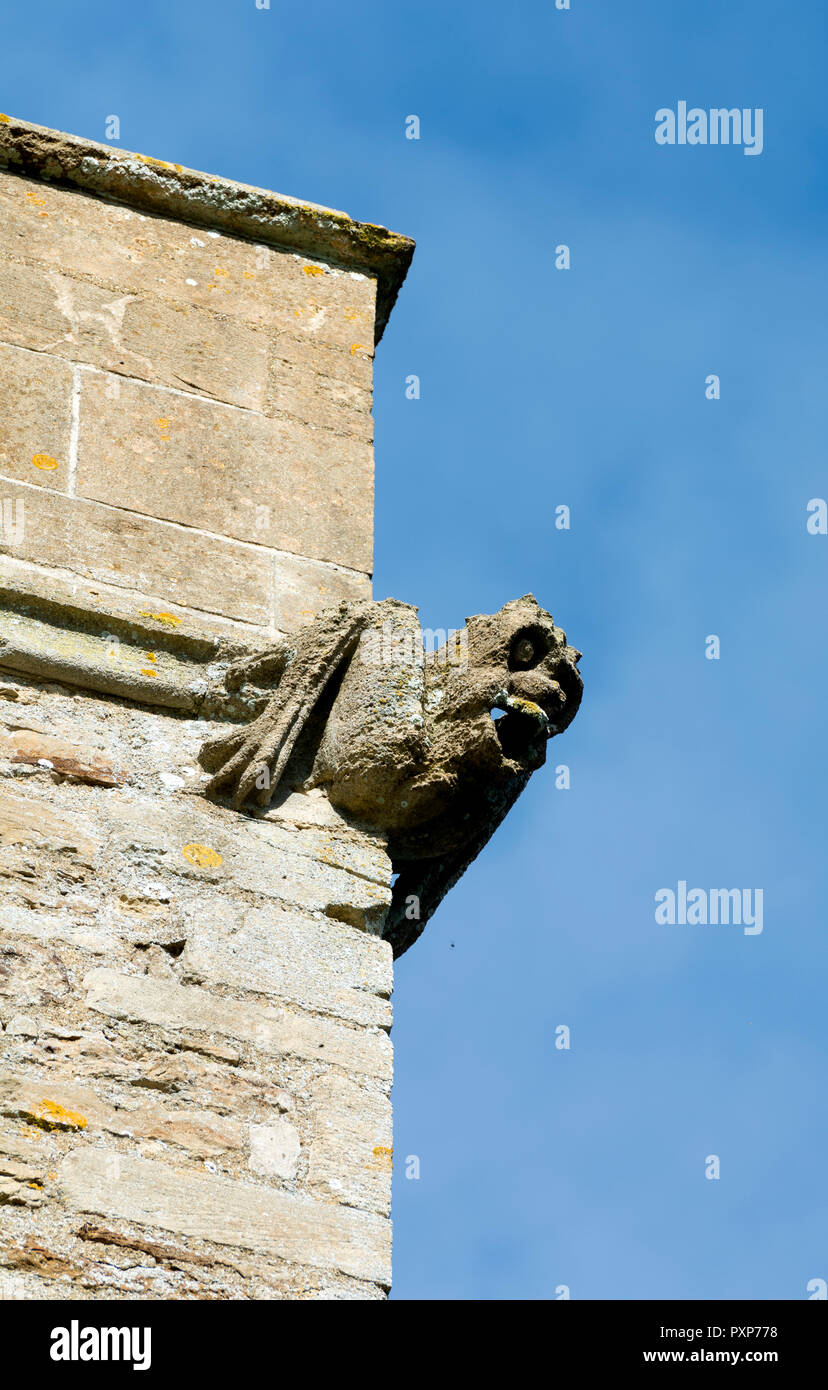 A gargoyle on the tower of All Saints Church, Theddingworth ...