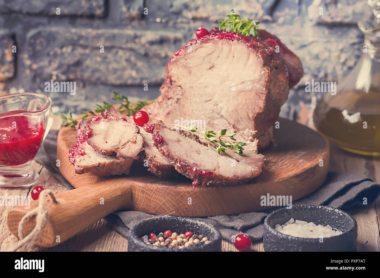 Baked pork meat Stock Photo - Alamy