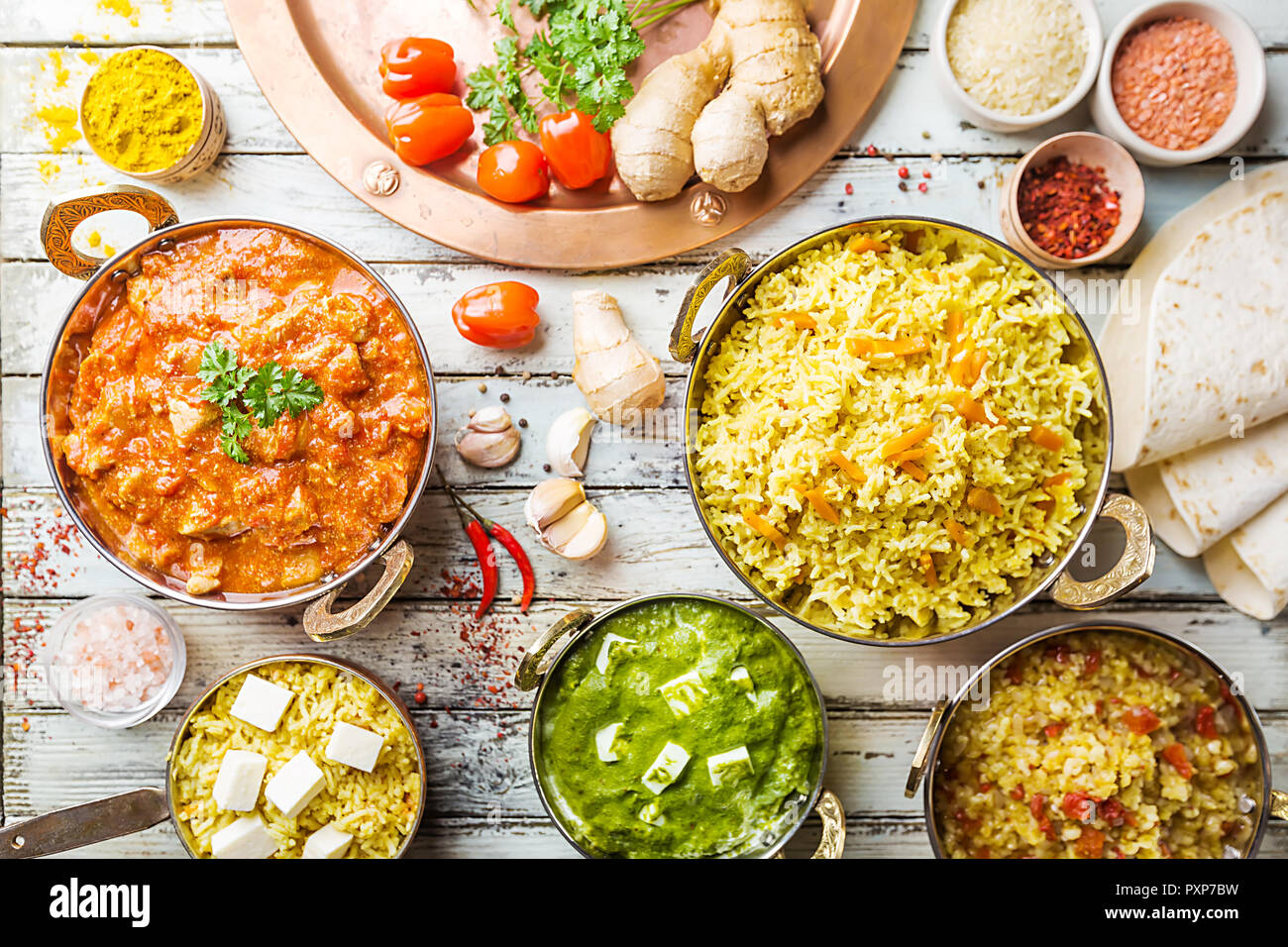 Assorted indian food Stock Photo - Alamy