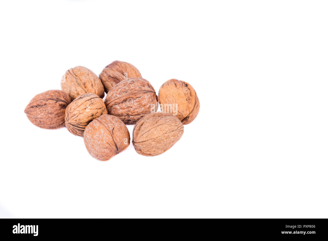 group of seasonal autumn nuts isolated on white background Stock Photo ...