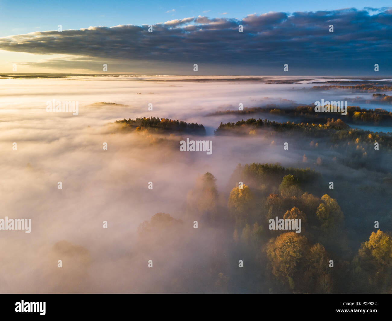 Aerial view morning fog top hi-res stock photography and images - Alamy