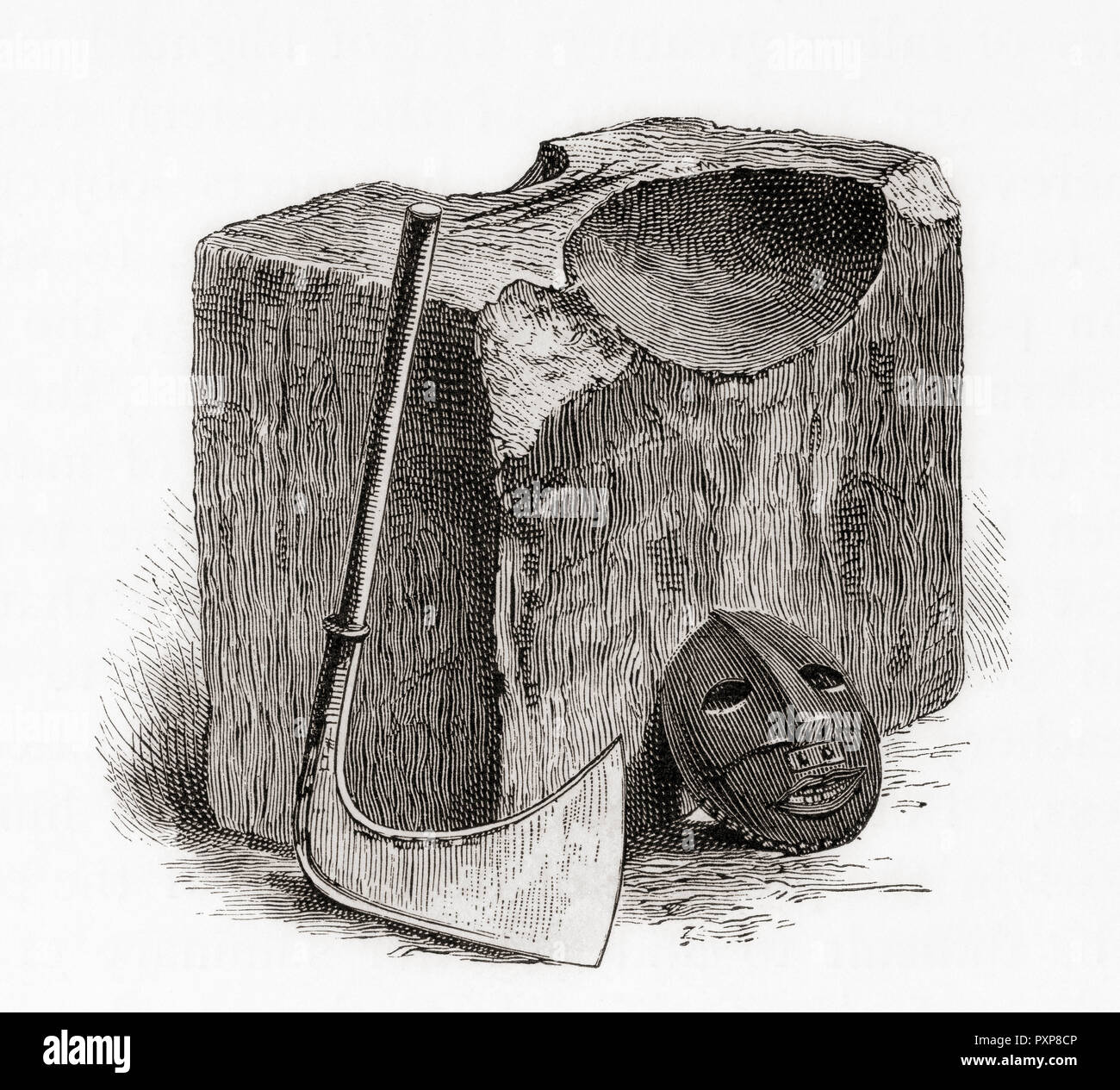 The block, axe and executioner's mask. From London Pictures, published ...