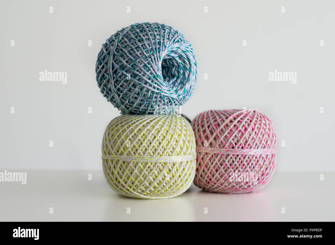 Colorful wool balls against bright white background, isolated Stock ...