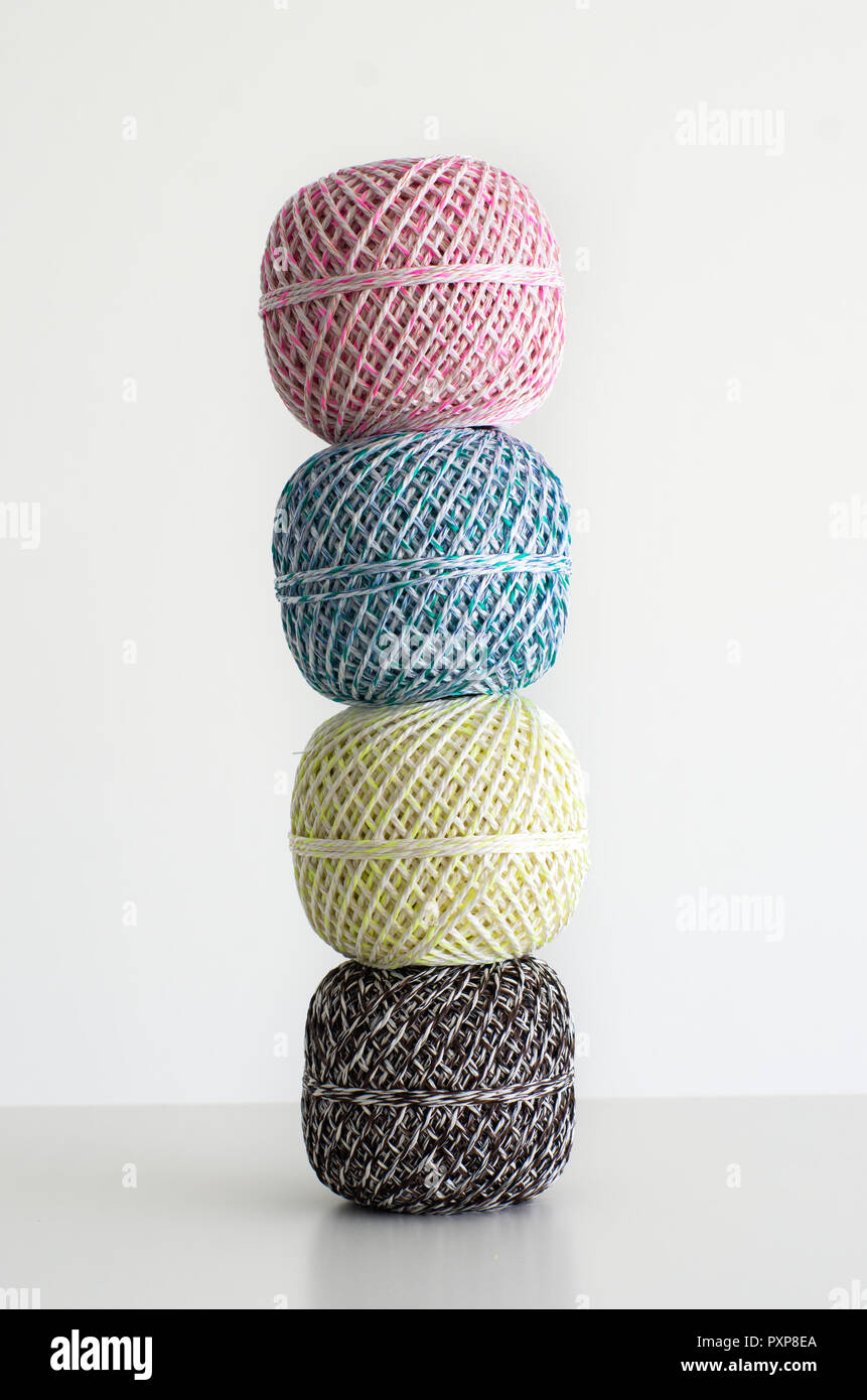 Colorful wool balls against bright white background, isolated Stock ...