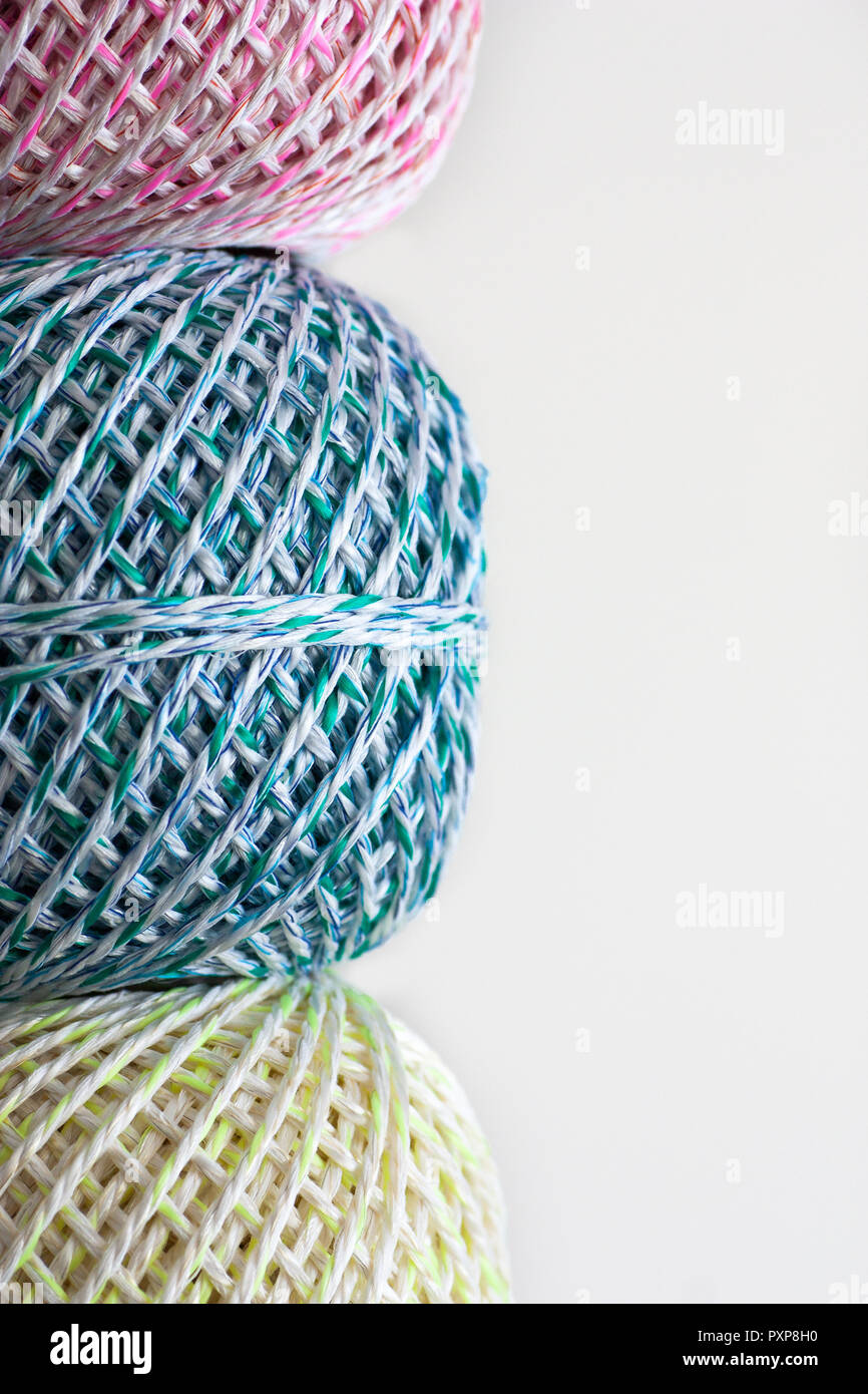 Colorful wool balls against bright white background, isolated Stock ...