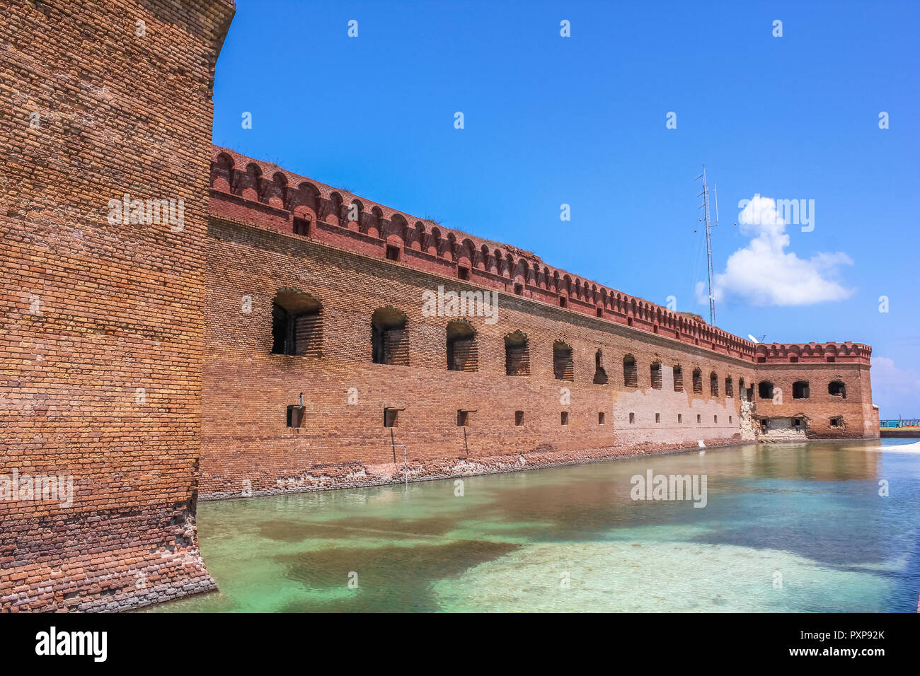 The walls of Historic Fort Jefferson in the Dry Tortugas National Park ...