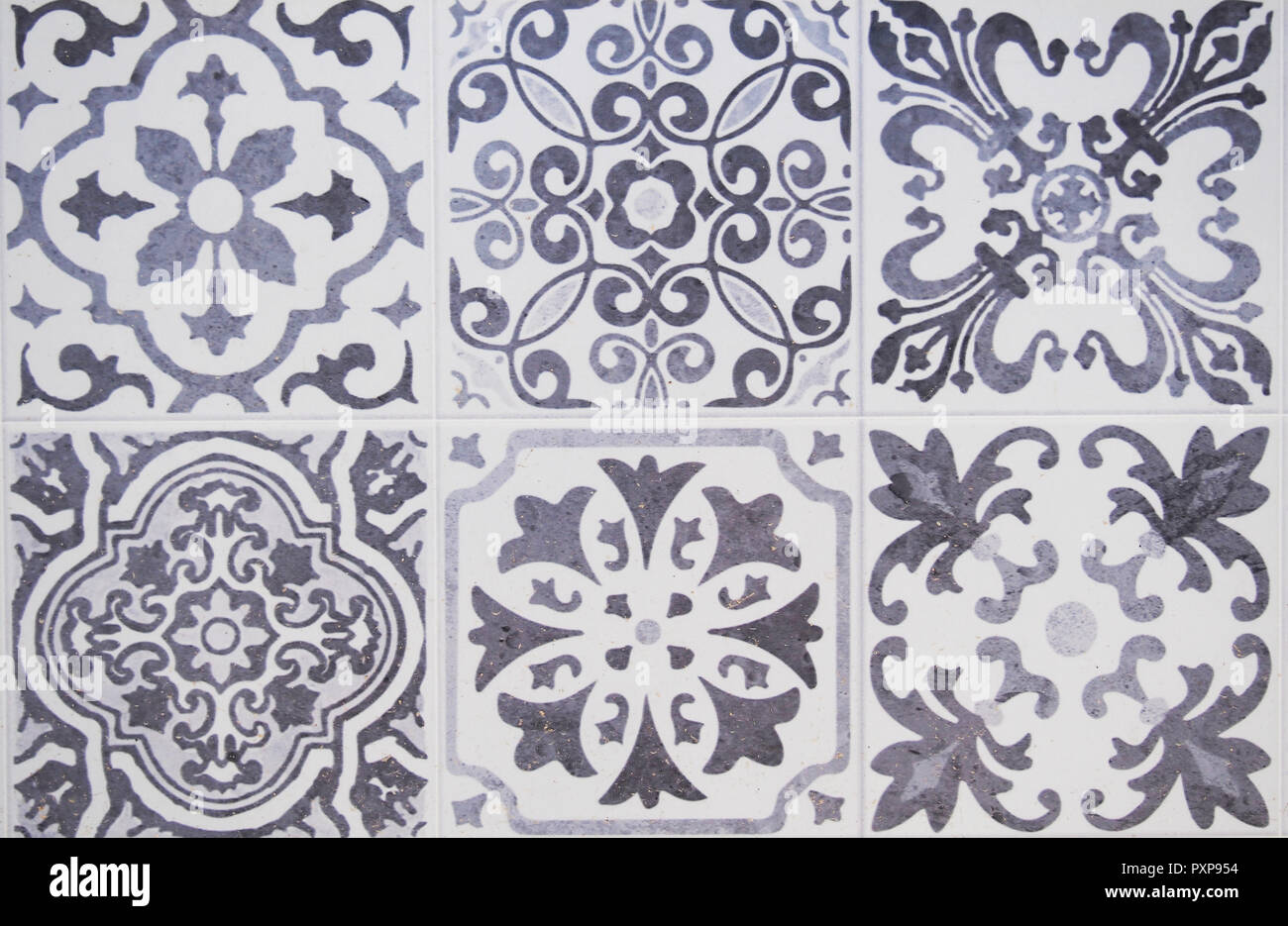 Detail of the traditional tiles from facade of old house. Decorative ...