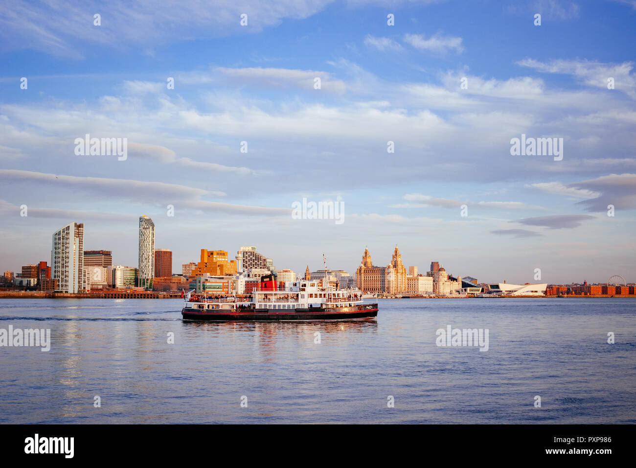 Mersey Ferry crossing the River Mersey Stock Photo - Alamy