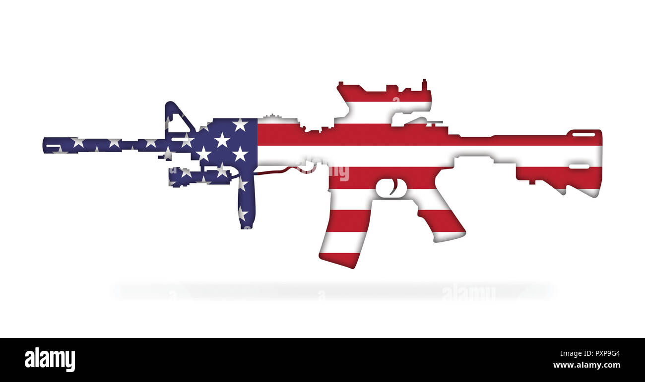 Rifle with American flag painted on, isolated on white background 3d ...