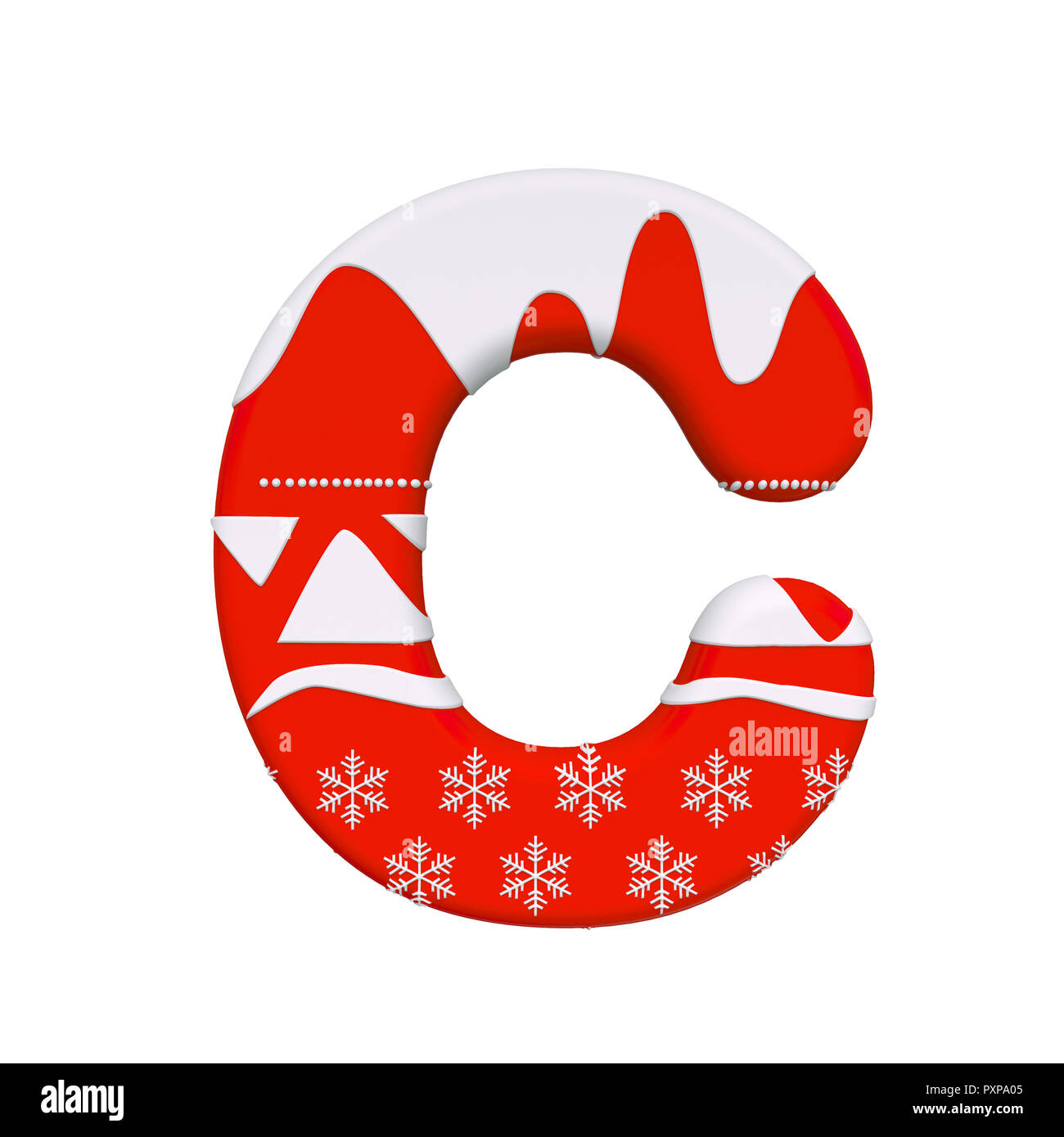 Christmas letter C - Capital 3d Santa Xmas font isolated on white ...