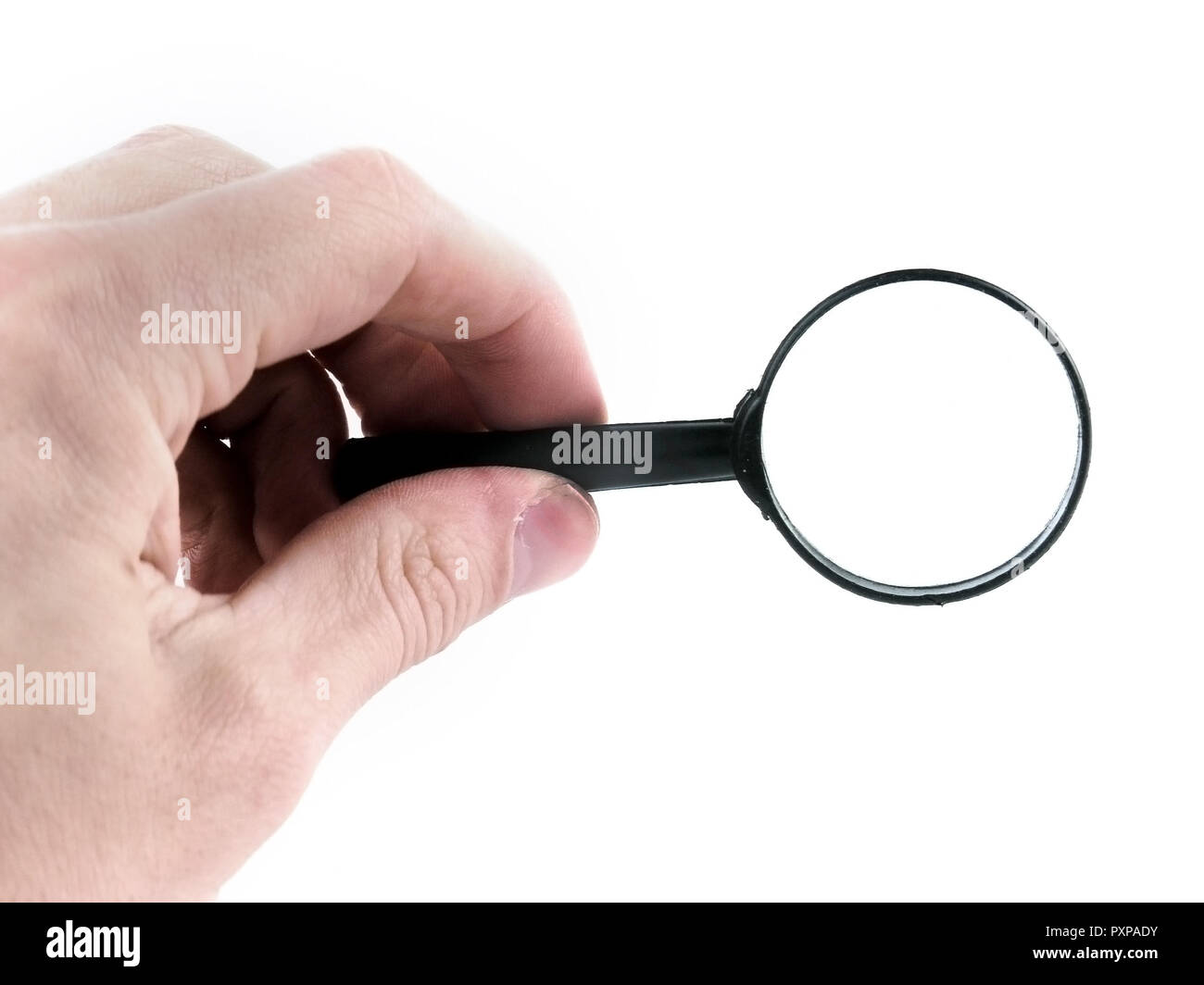 close up. magnifying glass in hand businessman.photo with copy s Stock ...