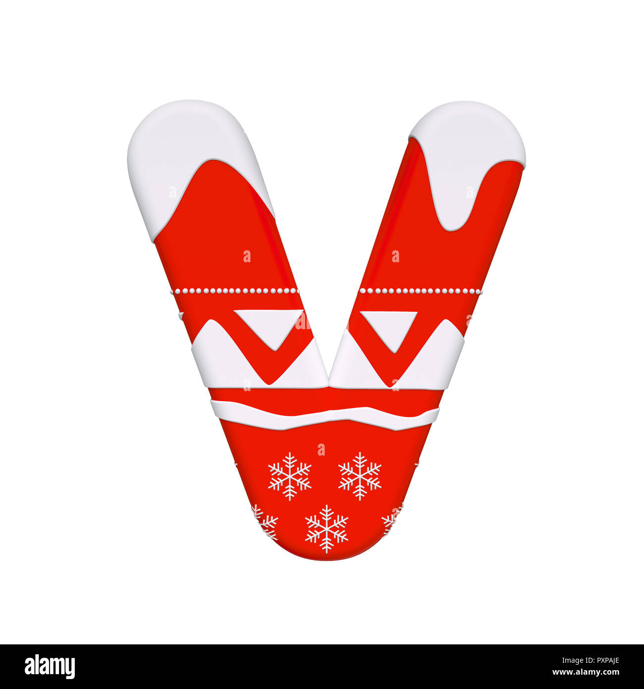 Christmas letter V - Capital 3d Santa Xmas font isolated on white ...