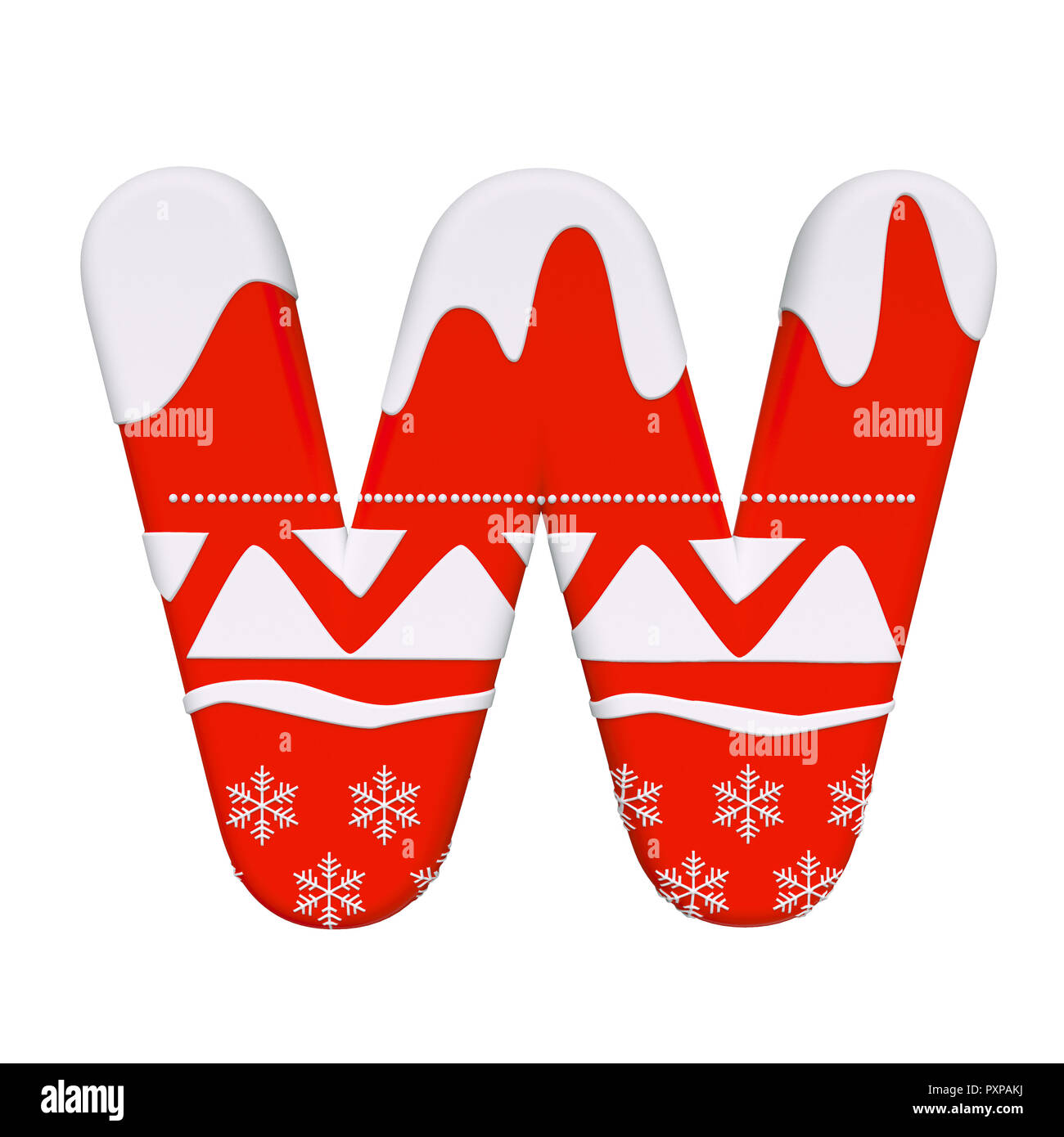 Christmas letter W - Capital 3d Santa Xmas font isolated on white ...