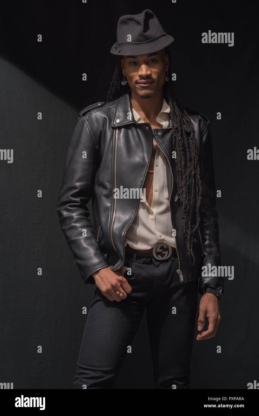 Advertising, editorial images of black model in contemporary fashion ...