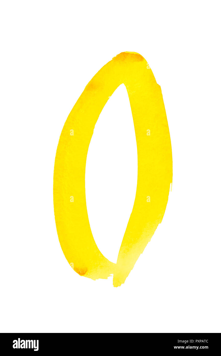 Zero - Hand painted yellow watercolor numbers Stock Photo - Alamy