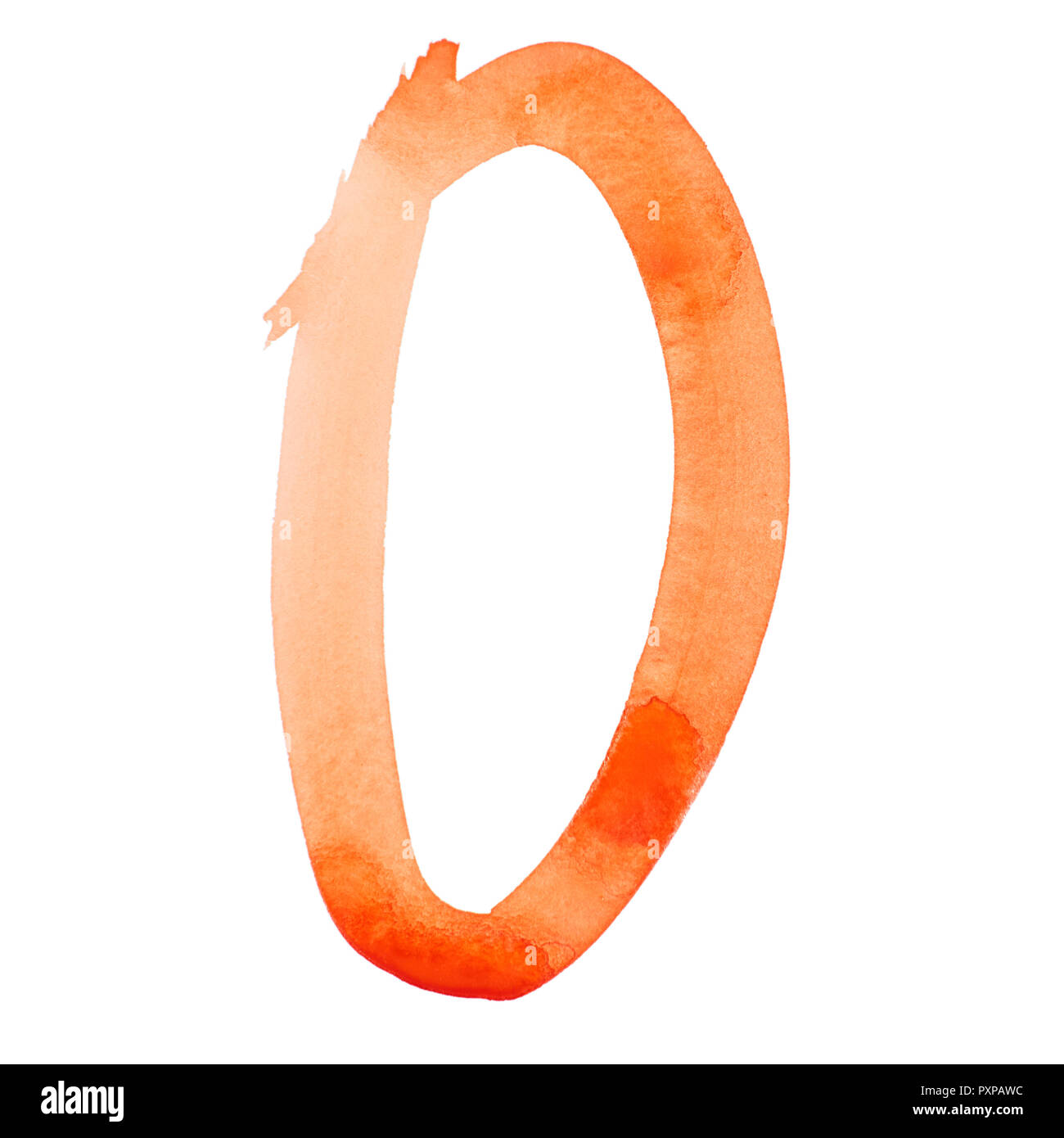Zero - Hand painted orange watercolor numbers Stock Photo - Alamy
