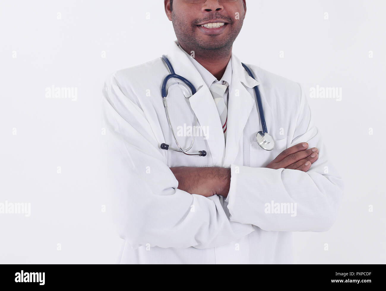 portrait of a successful therapist .isolated on a white Stock Photo - Alamy