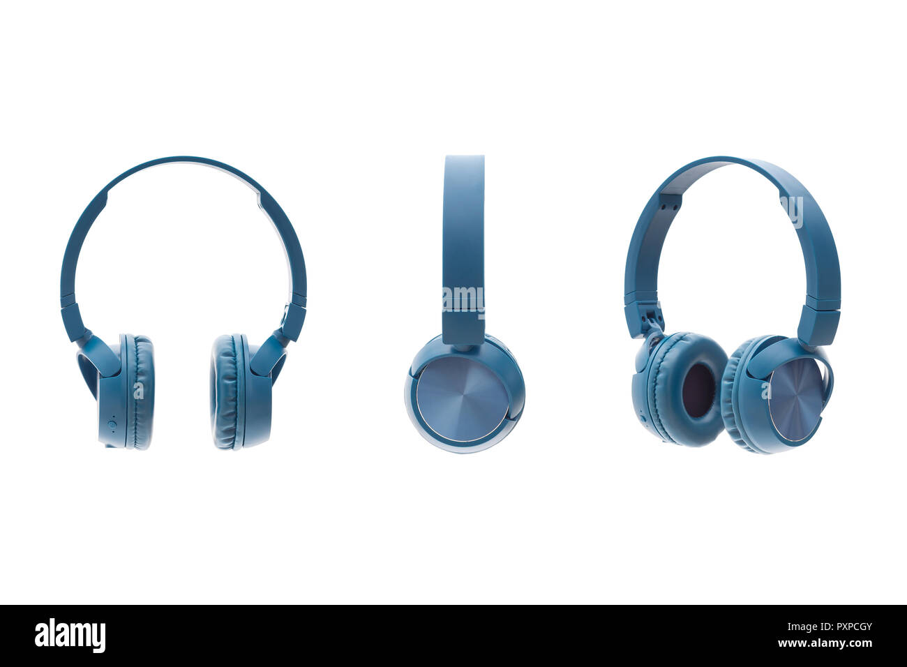 bluetooth blue headphone on white background isolated studio pack shot ...