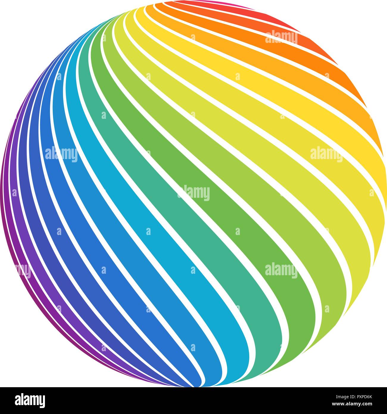 Abstract full color rainbow spectrum striped ball. Swirl sphere for ...
