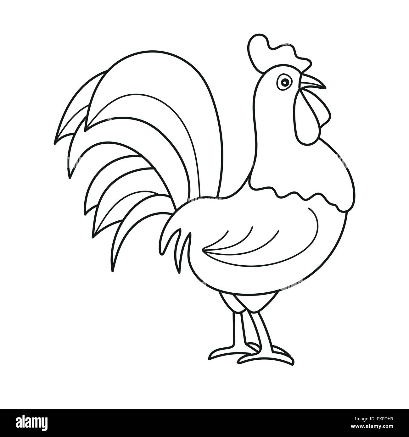 Coloring page outline of cartoon cock. Vector coloring book for kids ...