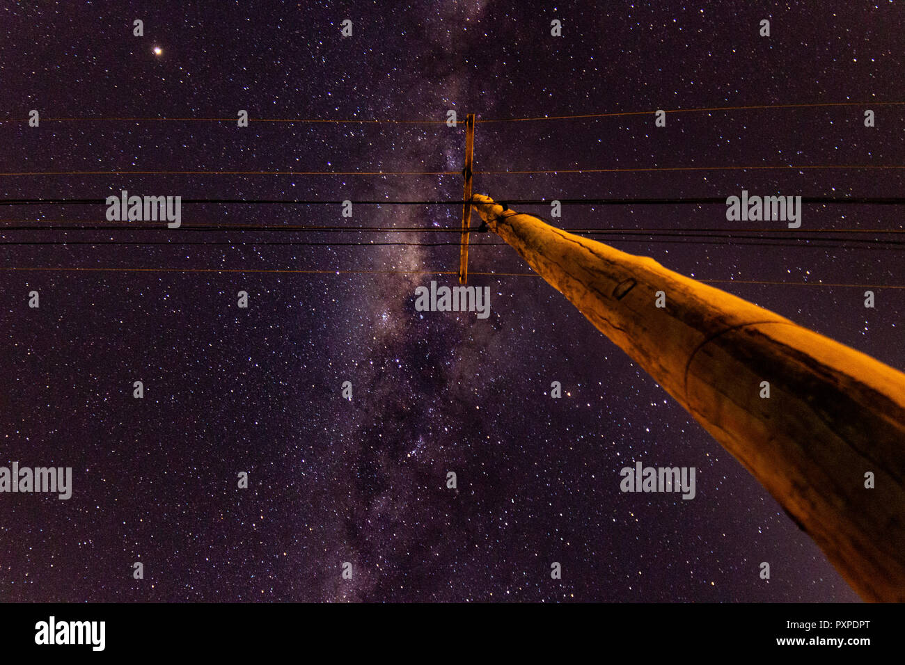 Milky Way and Power Line Stock Photo - Alamy