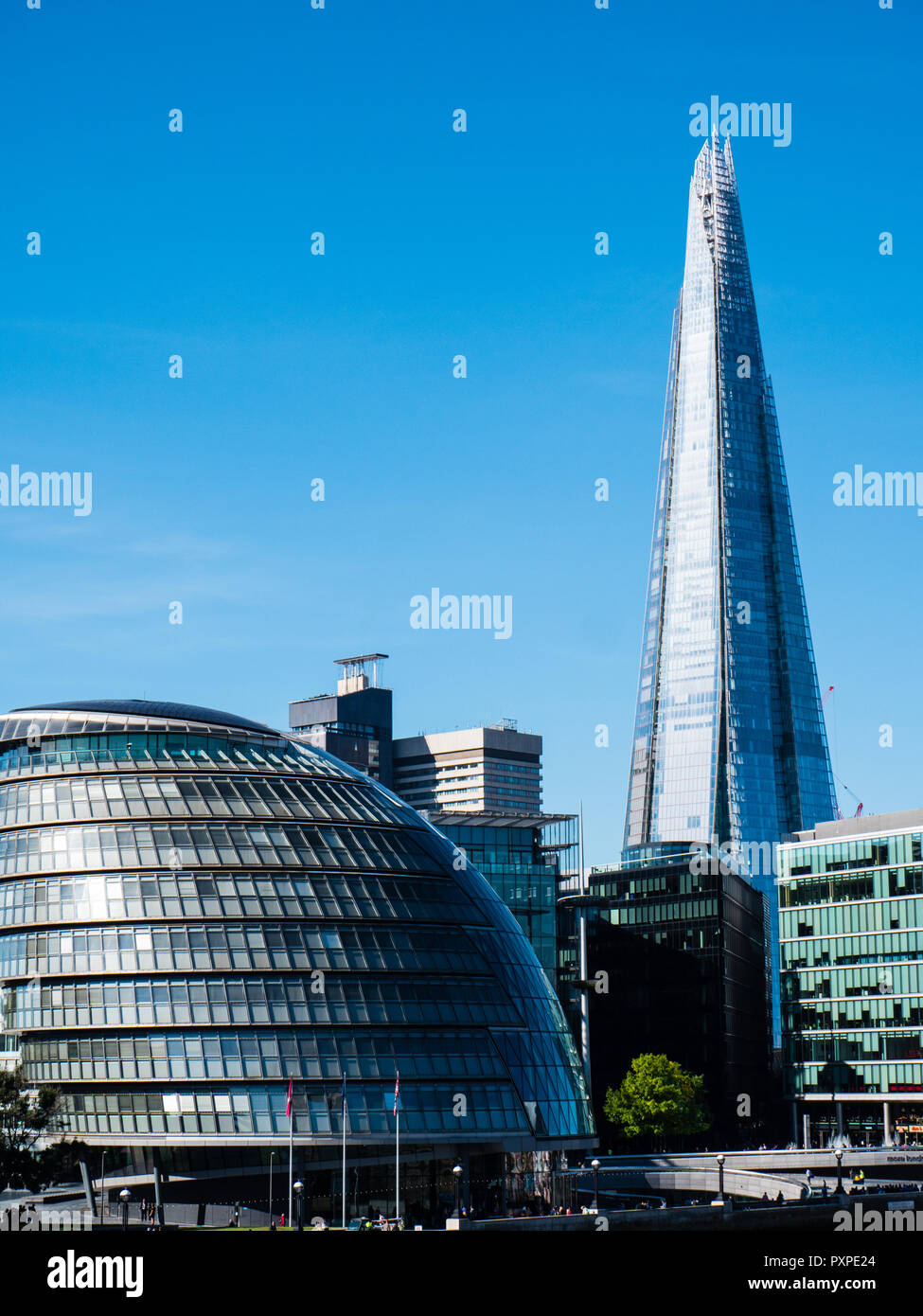 London Assembly, London City Hall, with The Shard, on the River Thames ...