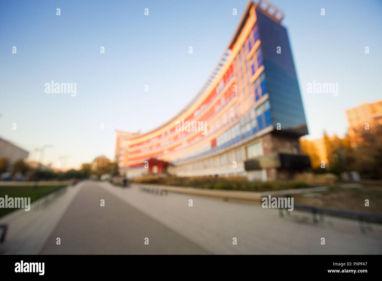 College campus blurred educational background with the modern building ...