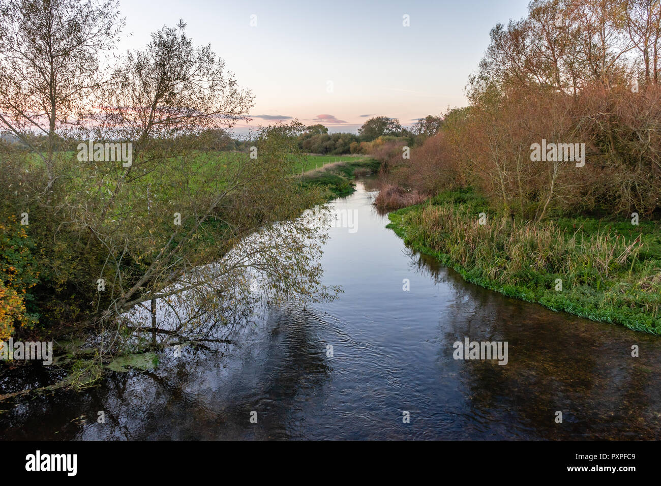 View from White Mill Bridge to the Stour Valley Way in Sturminster ...