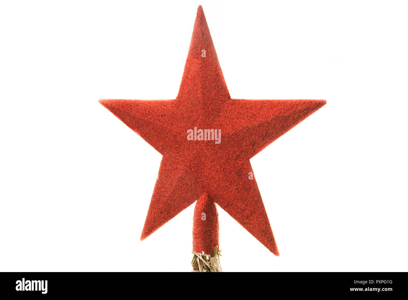 red christmas star on a white background in studio Stock Photo - Alamy