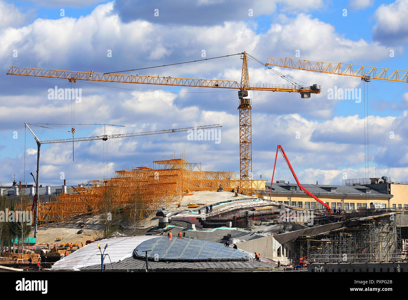 Large-scale construction of the industrial facility in the center of ...