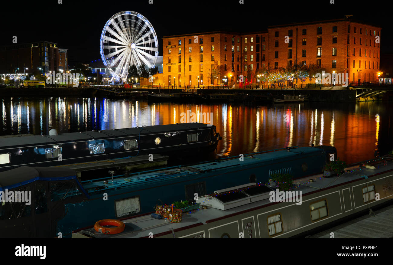 Liverpool's Albert Dock Buildings, viewed from Salthouse Dock, Ferris ...