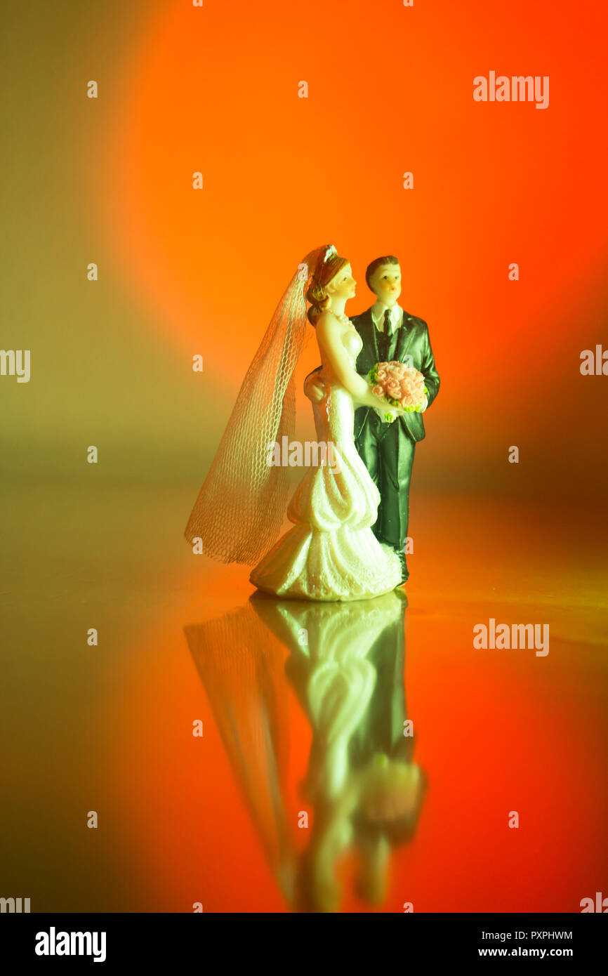 Wedding couple marriage cake topper plastic figures with tuxedo evening ...