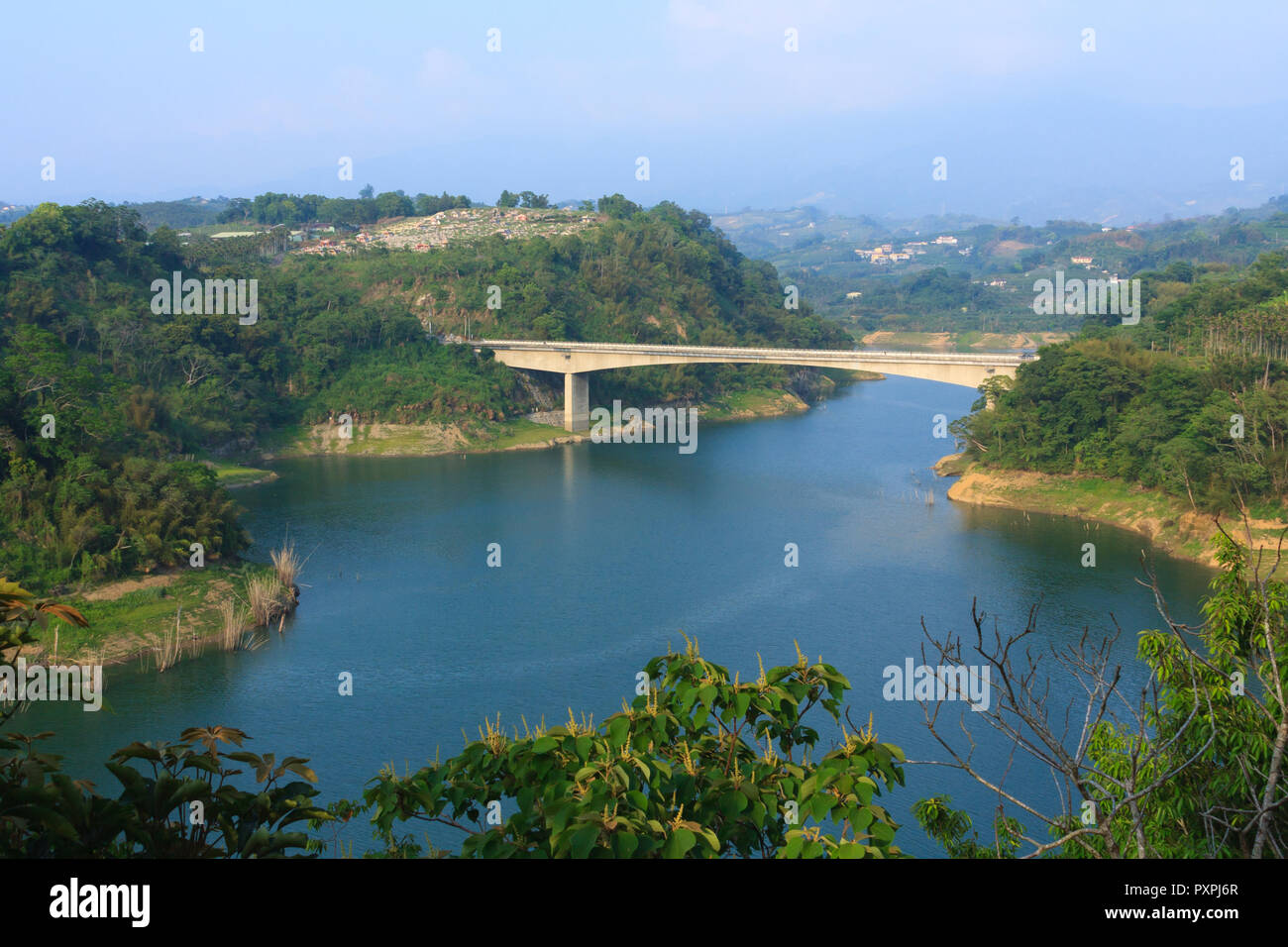 Bridge over Liyutan Reservoir, Zhuolan Township, Miaoli County, Taiwan ...