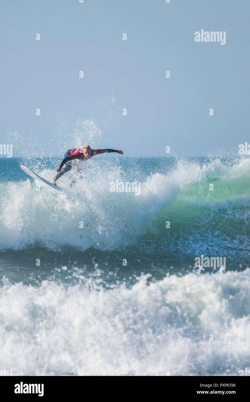 UK surfing - A surfer competing in a longboard surfing competition at ...