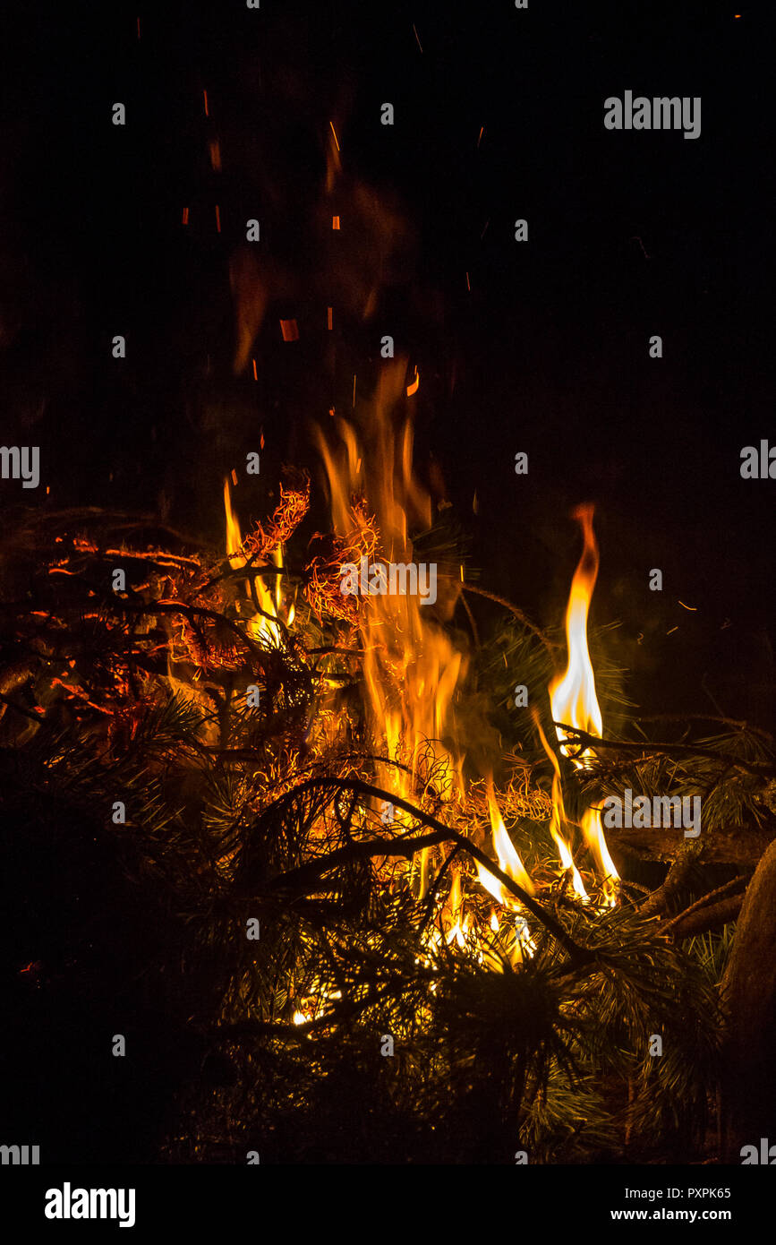 Campfire sparks flying hi-res stock photography and images - Alamy