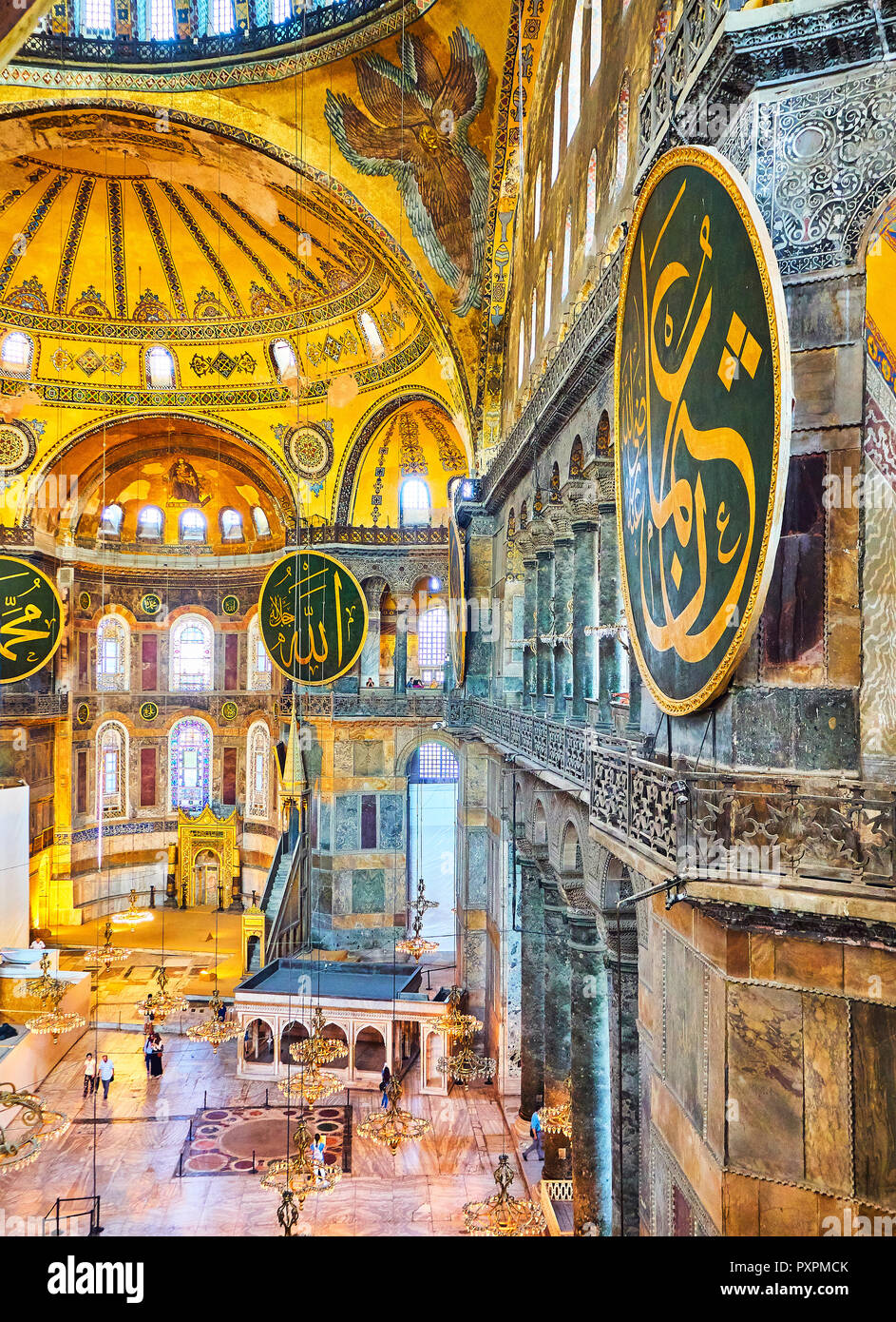 The South Aisle of the Nave of the Hagia Sophia mosque and the Apse ...