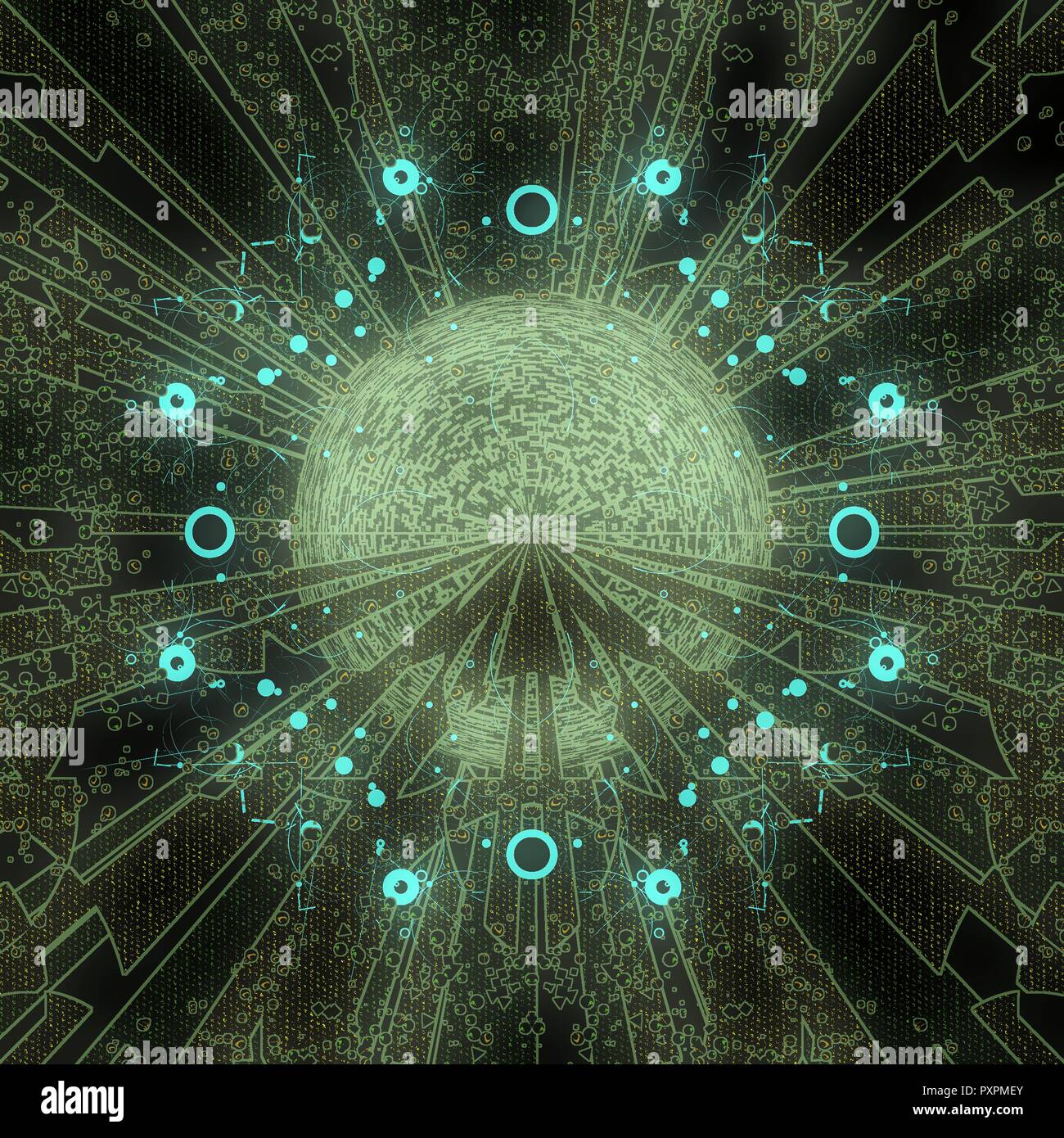 A colorful and vivid image with abstract Sacred Geometry. A psychedelic ...