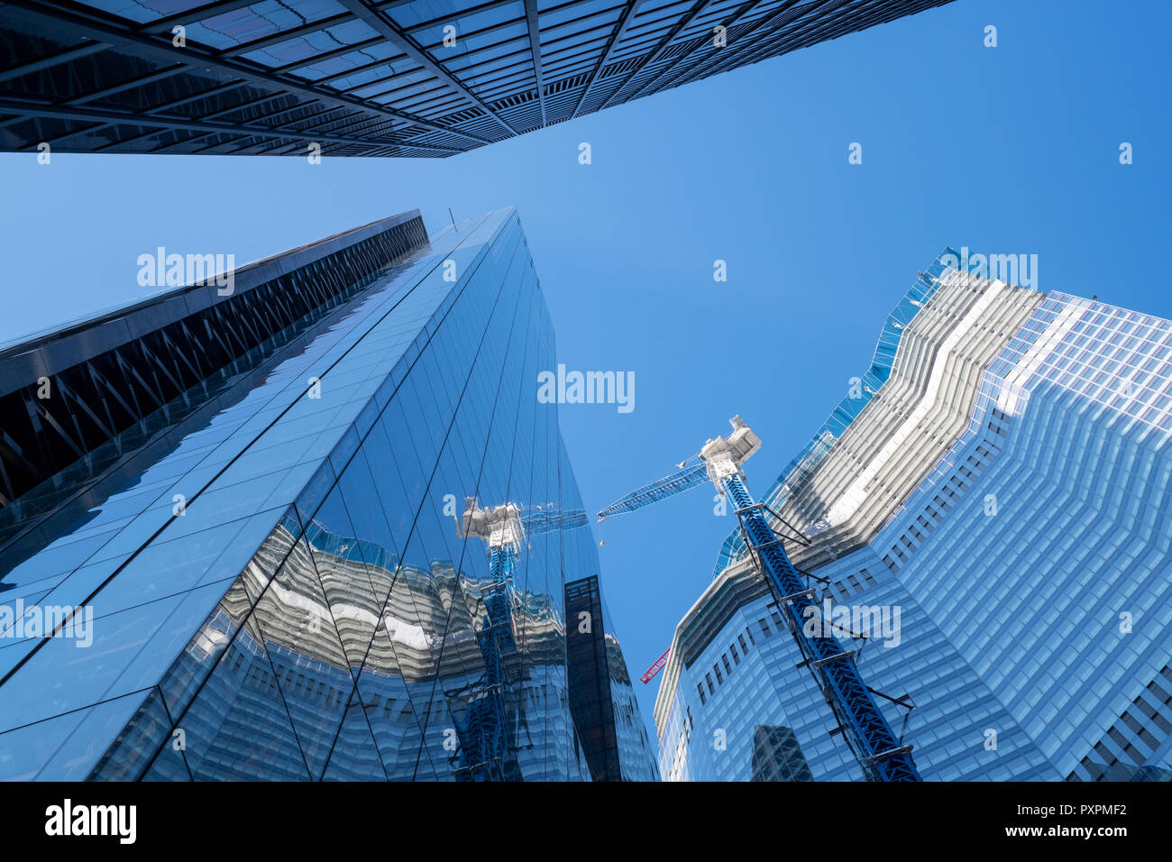 Skyscraper and crane abstract. Undershaft road, London, England Stock ...