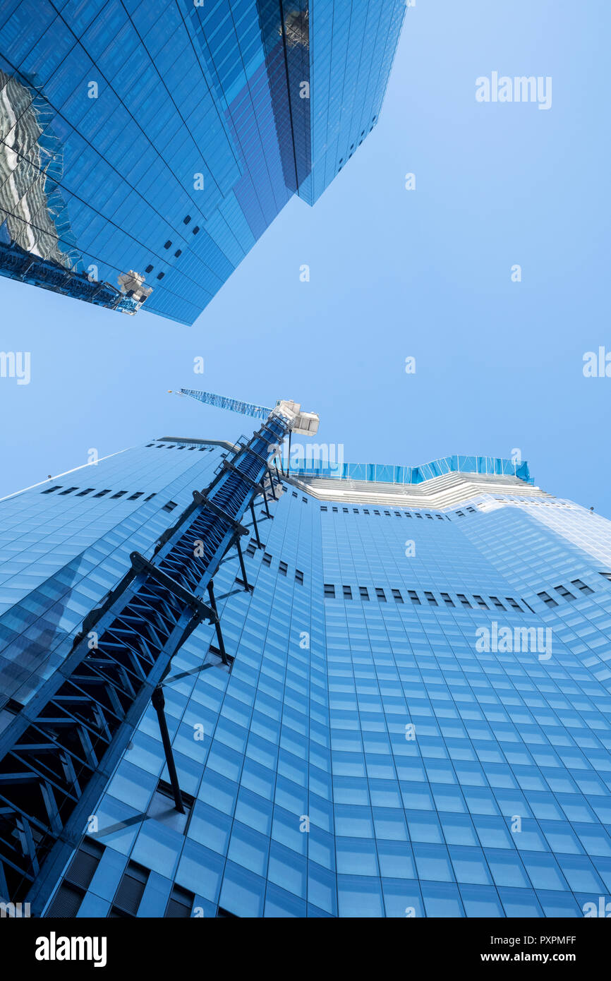 Skyscraper and crane abstract. Undershaft road, London, England Stock ...