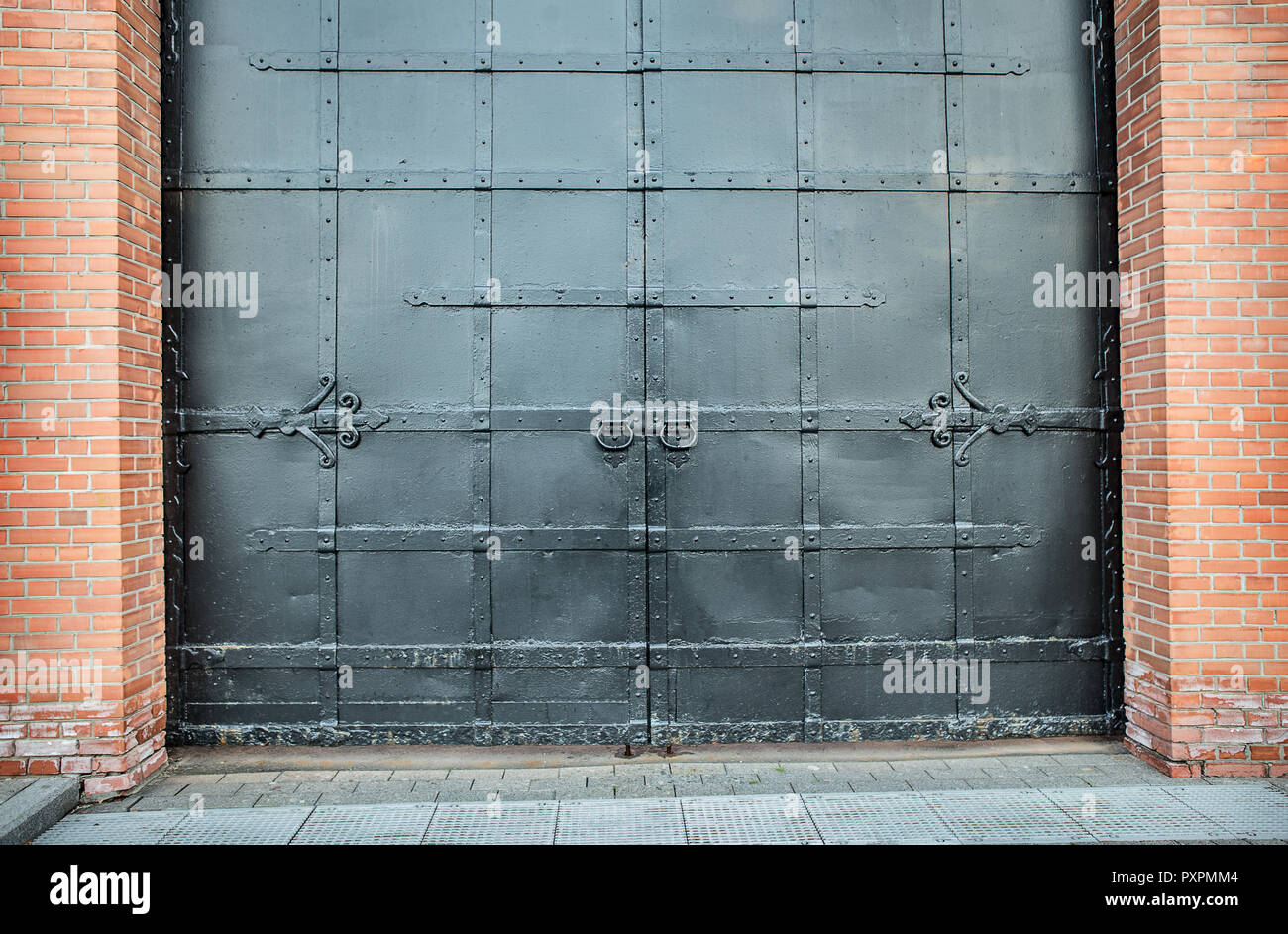 ancient metal black gate close up Stock Photo - Alamy