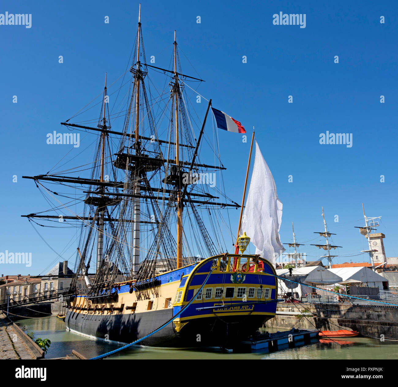 Replica of French frigate l'Hermione in her dock at the Arsenal of ...