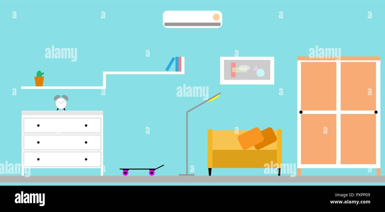 Cozy interior blue Stock Vector Images - Alamy